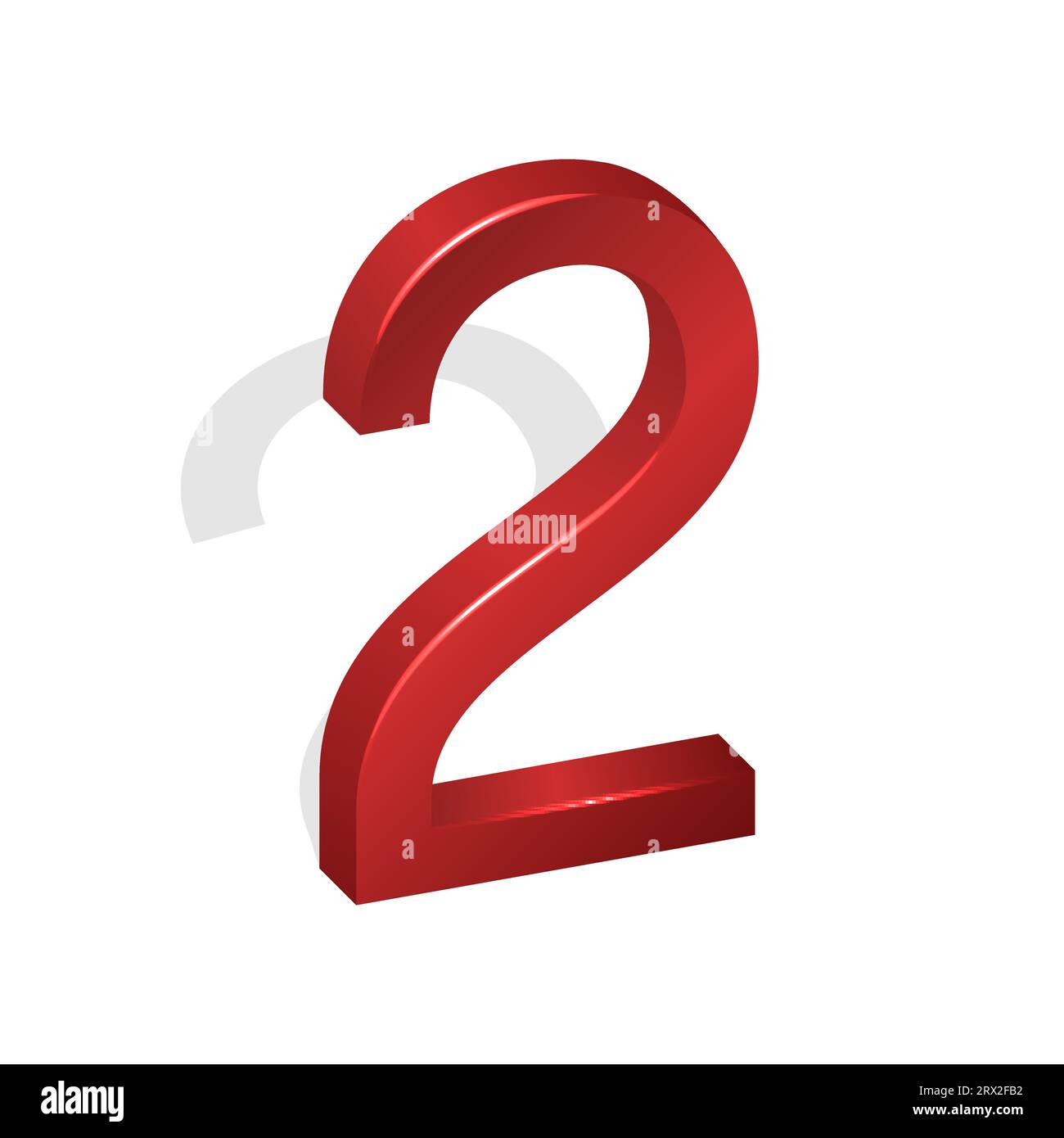 Number two, the second isometric mathematical figure, symbol font in 3d ...