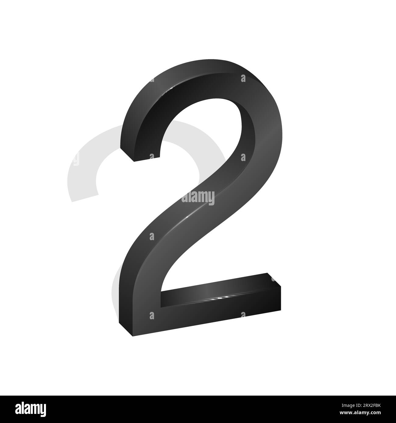 Number two, the second isometric mathematical figure, symbol font in 3d ...