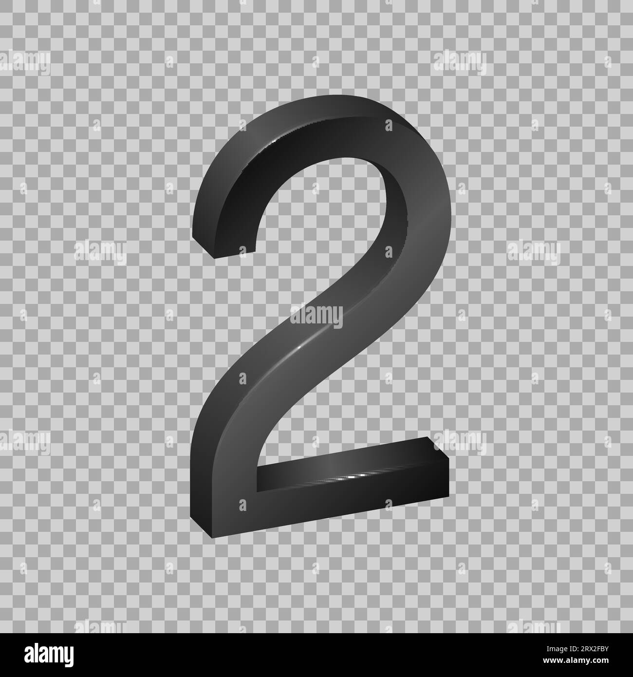 Number two, the second isometric mathematical figure, symbol font in 3d ...