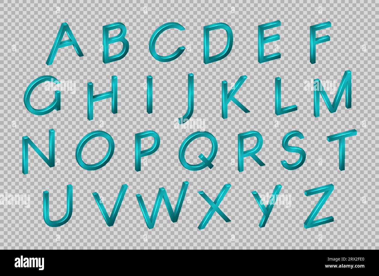 Letters in the font isometric style 3D isolated on a transparent ...