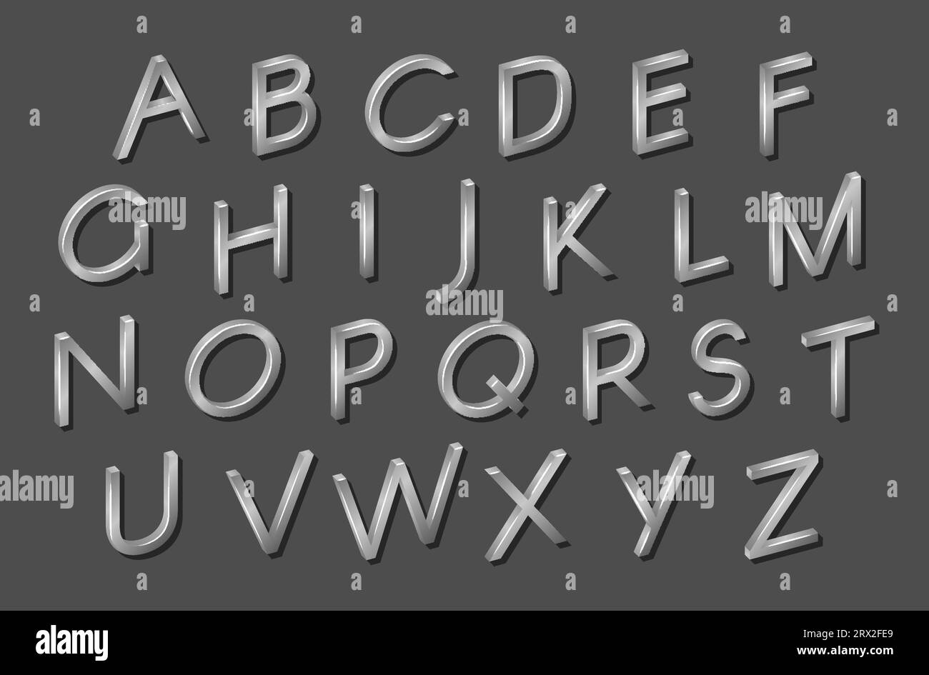 Letters in the font isometric style 3D isolated on white background ...