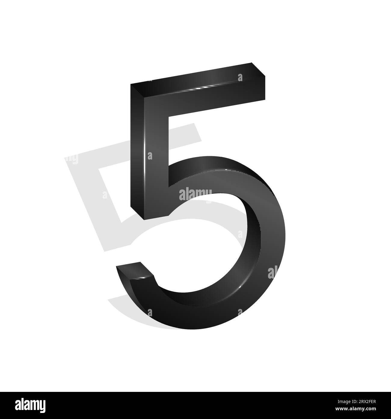 Number five, fifth, isometric mathematical figure, symbol font in 3d on ...