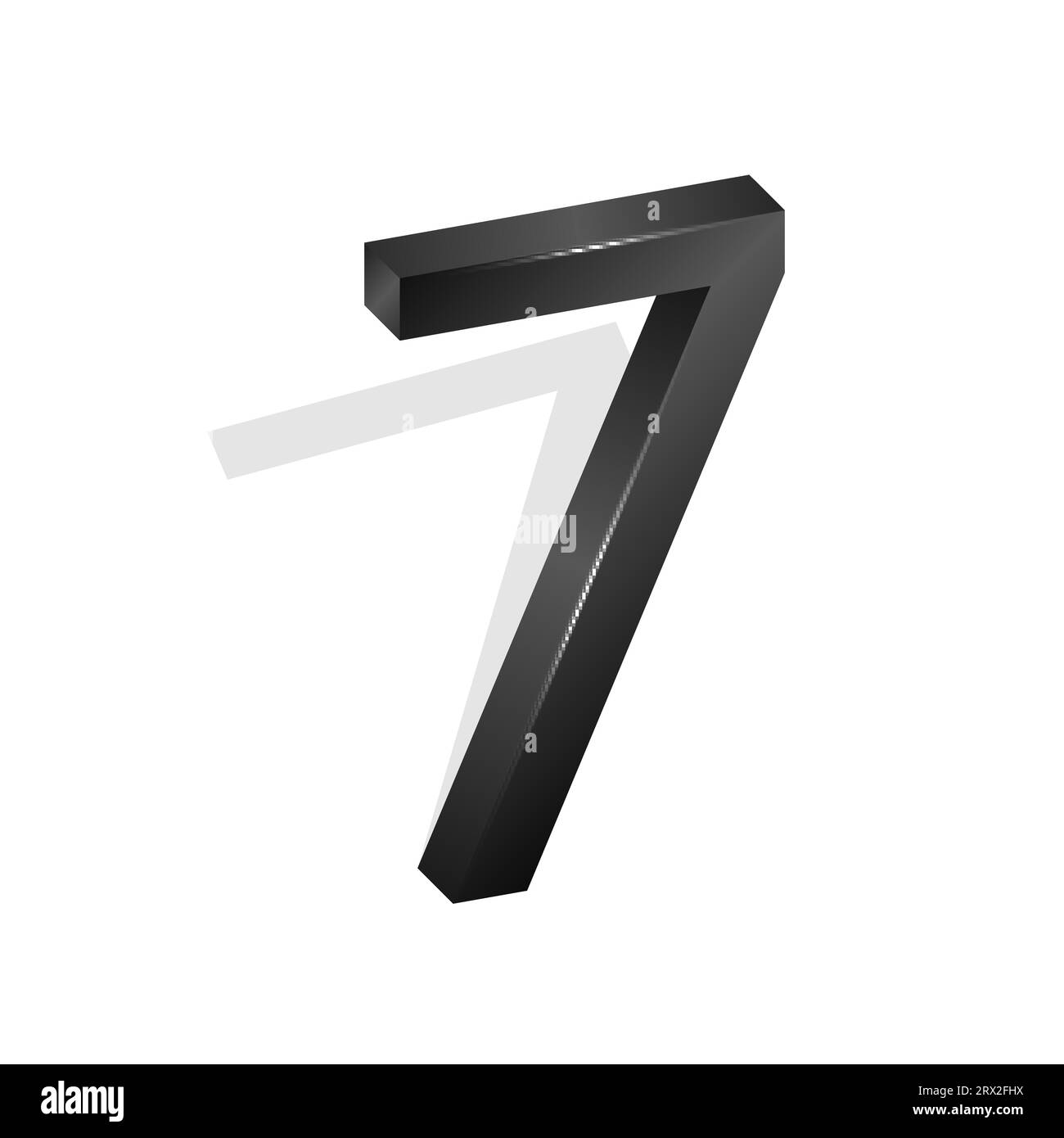 Number seven, seventh, isometric mathematical figure, symbol font in 3d ...