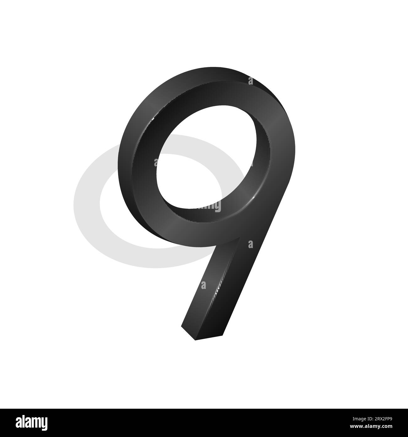 Number nine, ninth, isometric mathematical figure, symbol font in 3d on ...