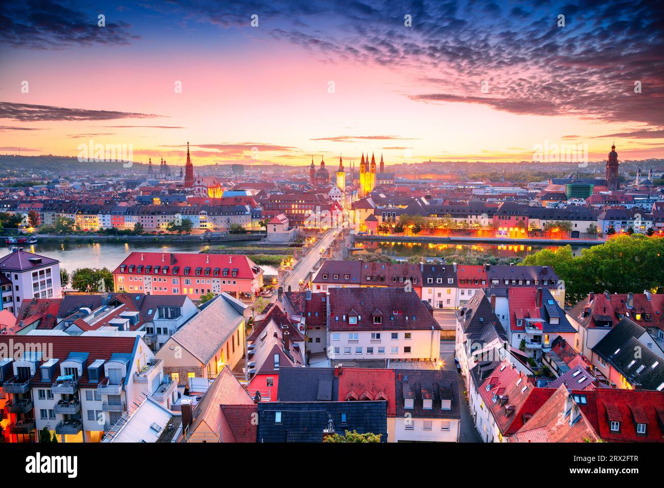 Wurzburg, Germany. Aerial cityscape image of Wurzburg with Old Main ...