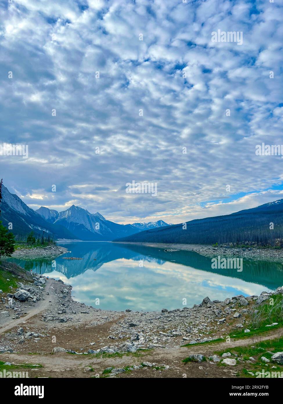 The beautiful Edith Lake along Maligne Road in Jasper National Park in ...