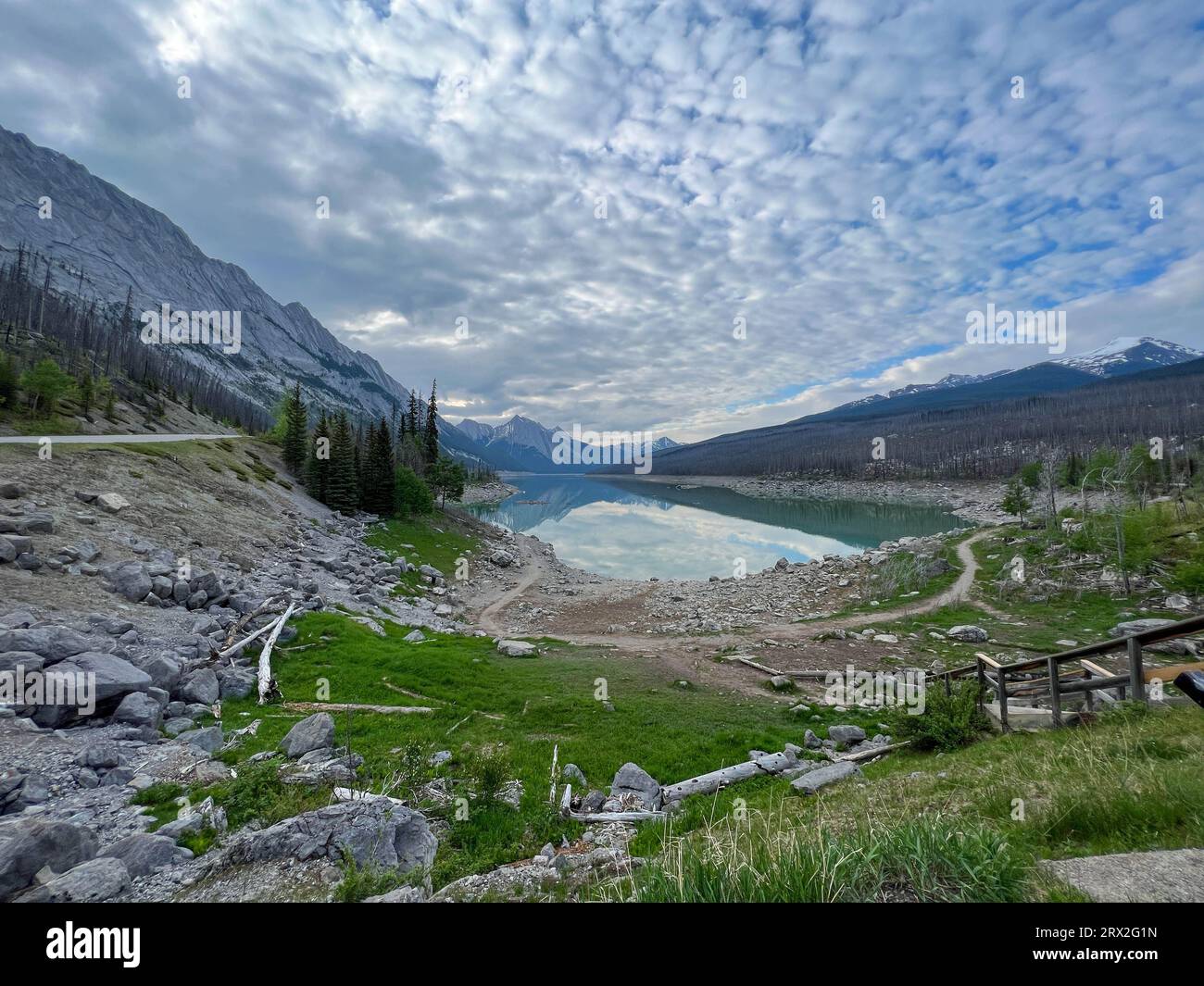 The beautiful Edith Lake along Maligne Road in Jasper National Park in ...