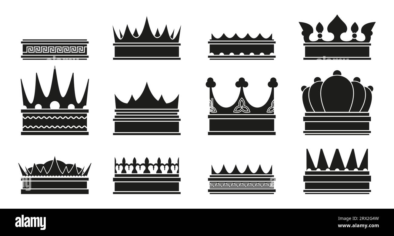 Black king crown. Medieval nobleman ranking emblem silhouette, luxury ...