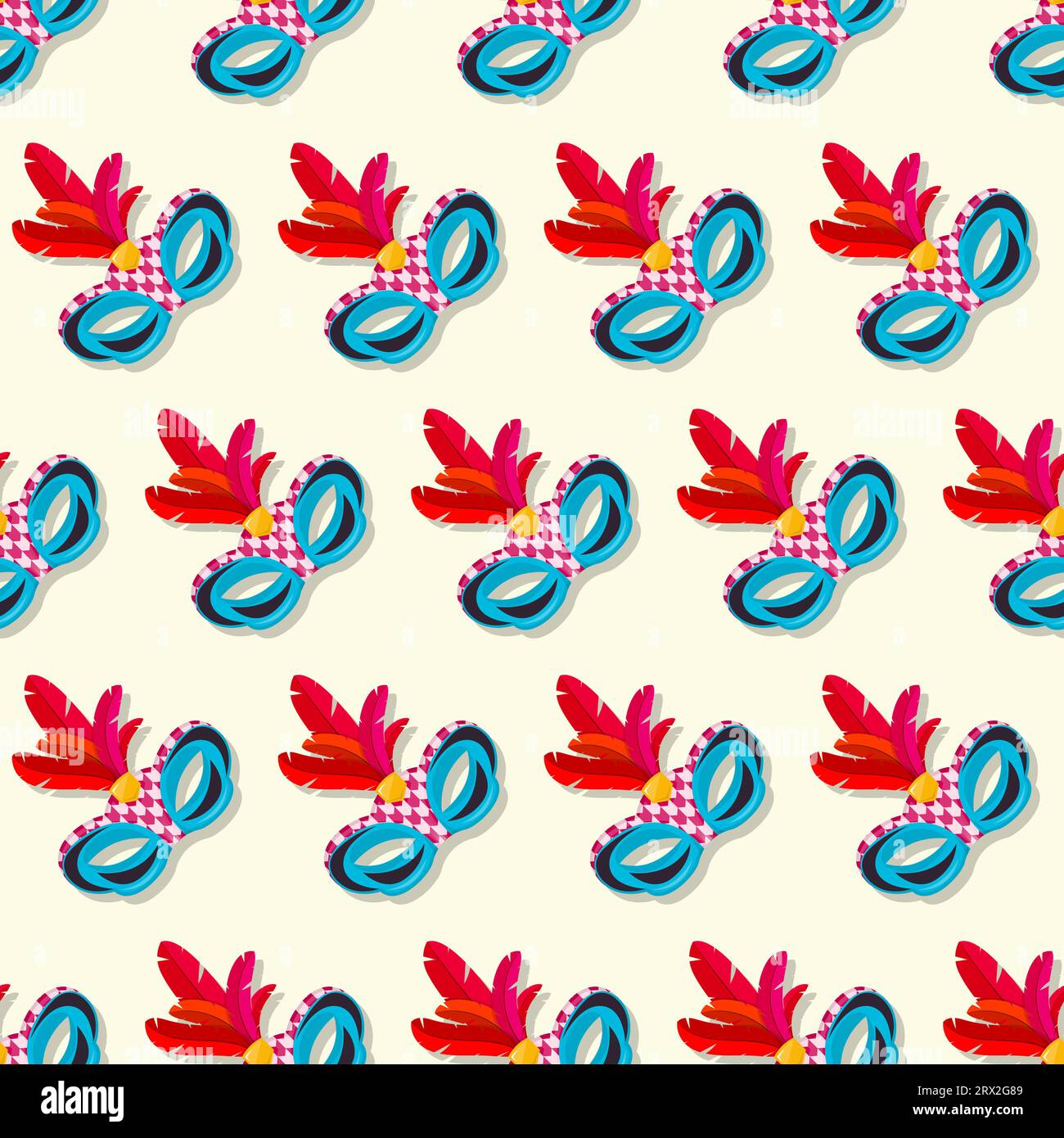 Seamless pattern Venetian carnival mask hand painted isolated on white ...