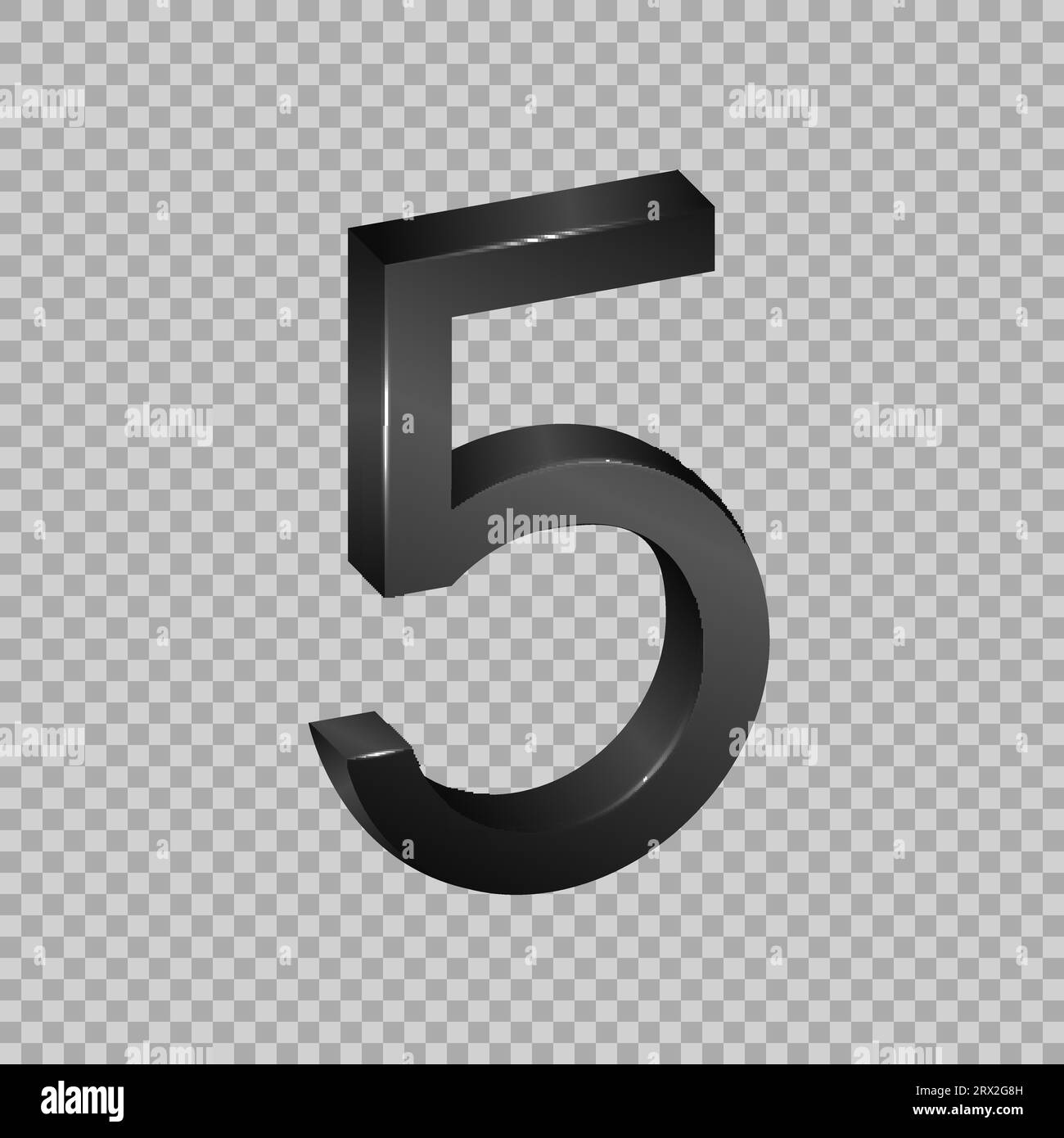 Number five, fifth, isometric mathematical figure, symbol font in 3d on ...