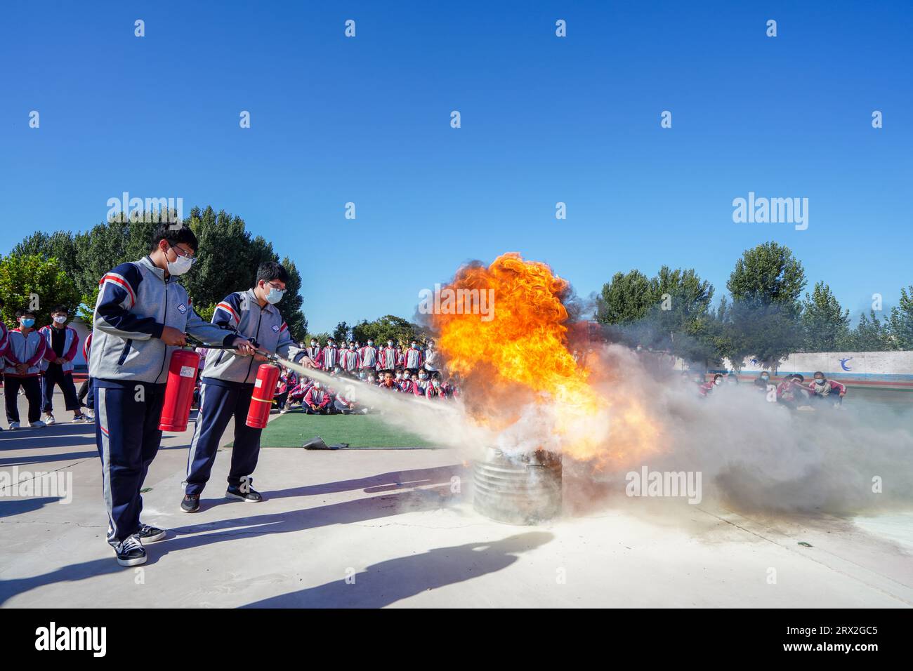 Luannan County, China - September 23, 2022: Students are carrying out ...