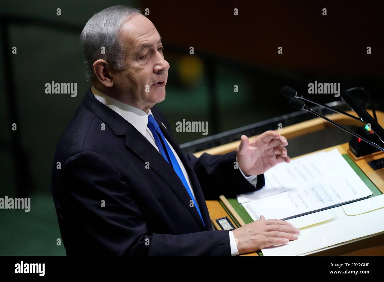 Israeli Prime Minister Benjamin Netanyahu addresses the 78th session of ...