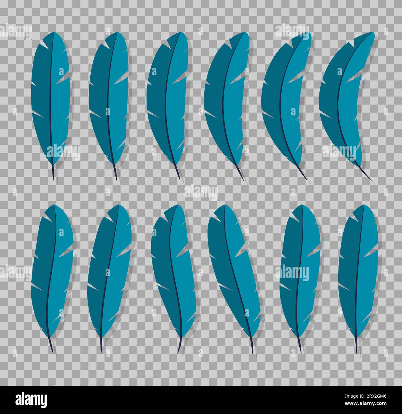 Feathers collection icon Flat characters in the style on a transparent ...