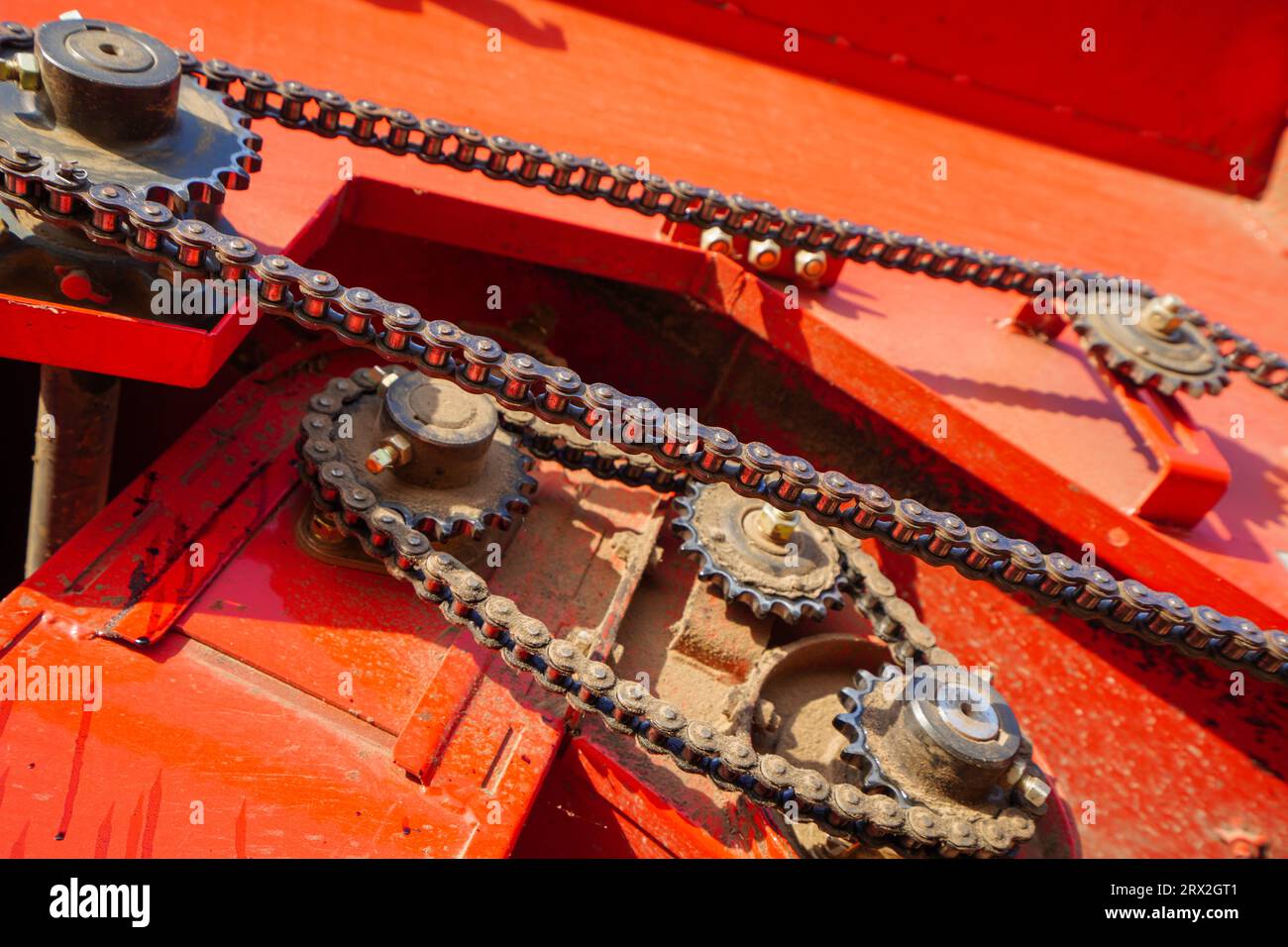 Close-up photo of harvester chain drive Stock Photo - Alamy