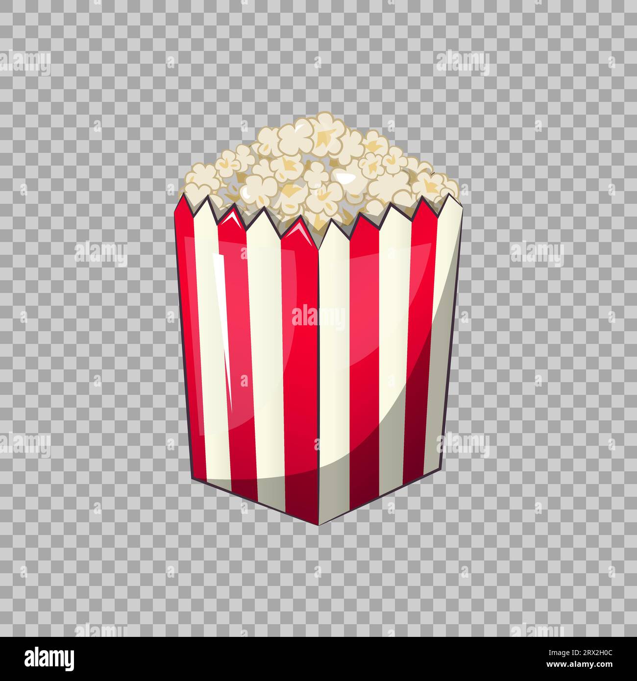 Popcorn isolated in a striped box bucket snack when watching movies on ...