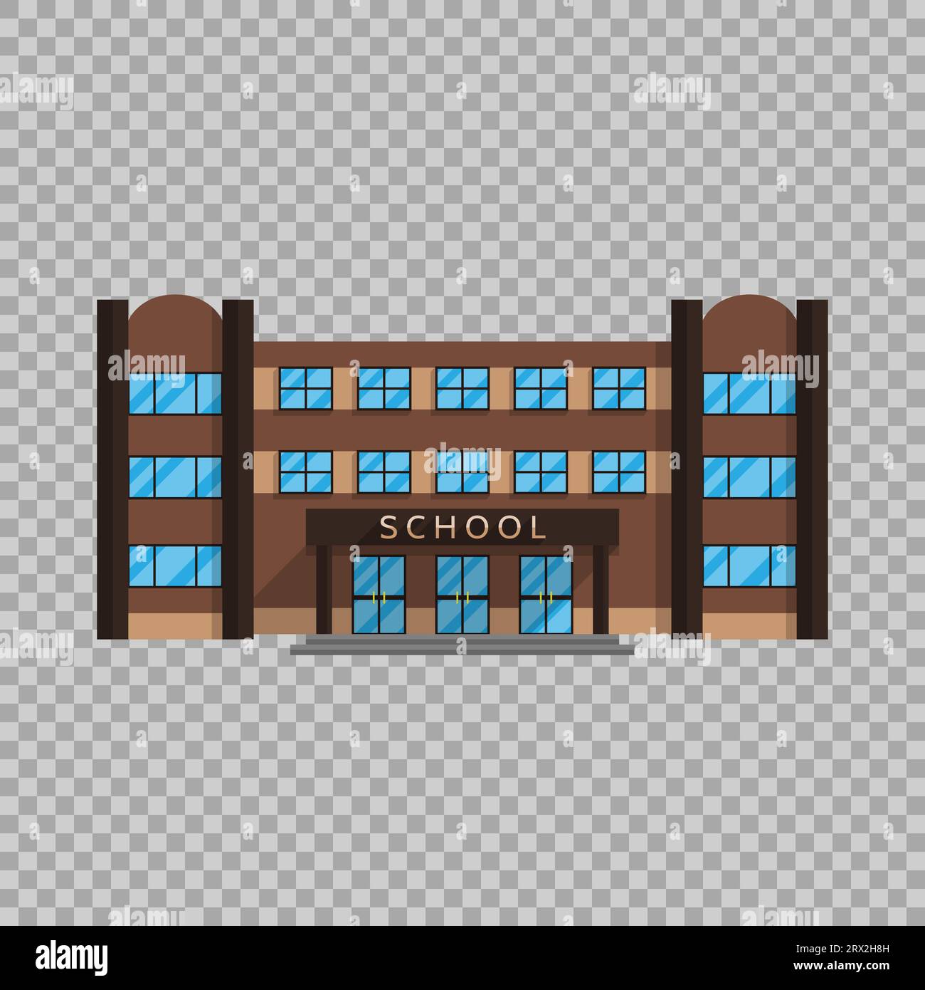 School building is isolated in the Flat style on transparent background ...