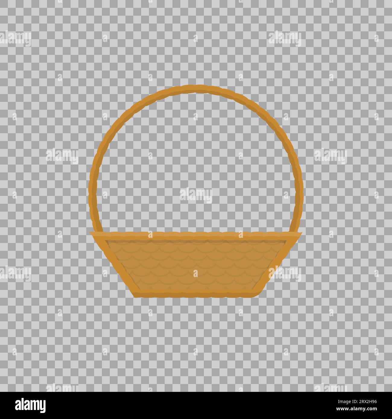 Empty baskets set isolated on transparent background vector illustration. Wicker picnic baskets ...