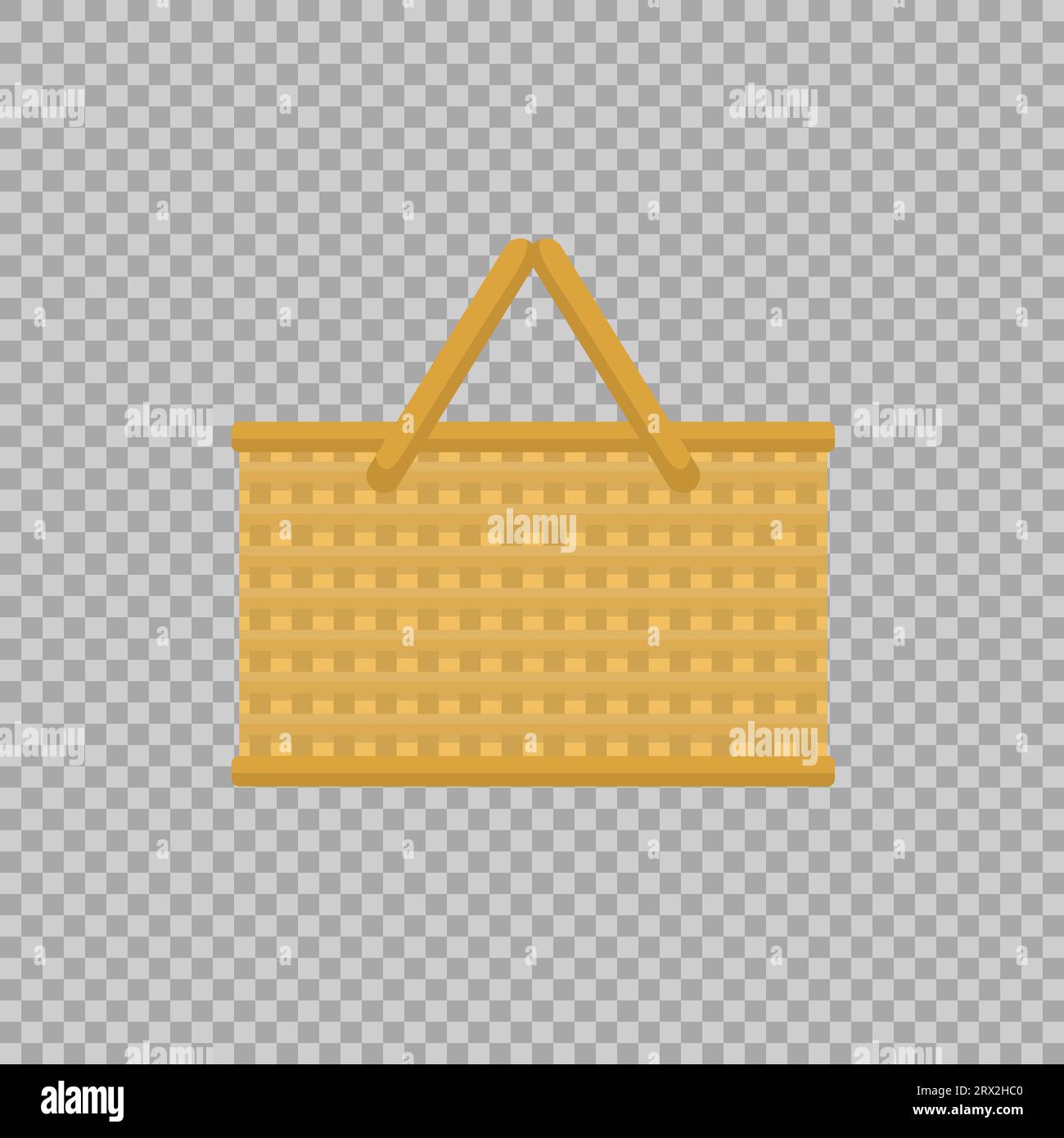 Empty baskets set isolated on transparent background vector illustration. Wicker picnic baskets ...