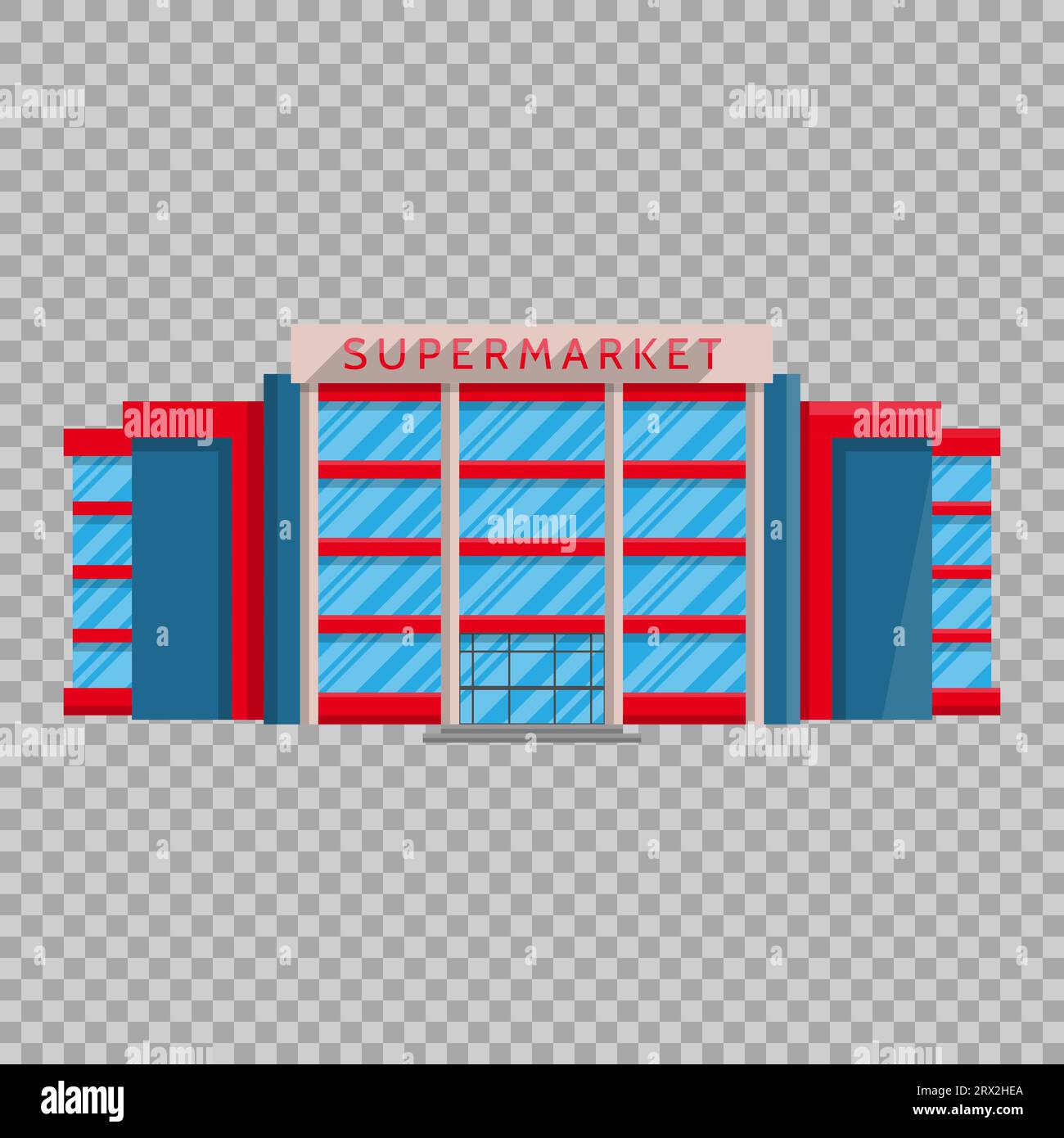 Supermarket building isolated Flat in style on a transparent background ...