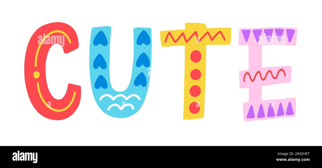 Cute Decorative Lettering Word Typography Design Stock Vector Image ...