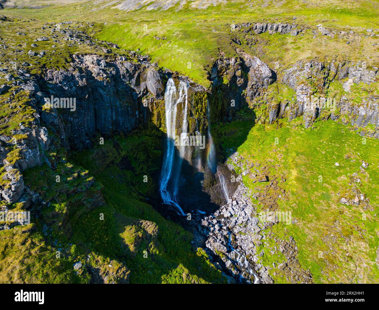 Icelandic canyon and waterfall Stock Photo - Alamy