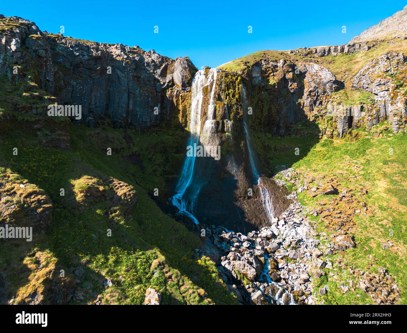 Icelandic canyon and waterfall Stock Photo - Alamy