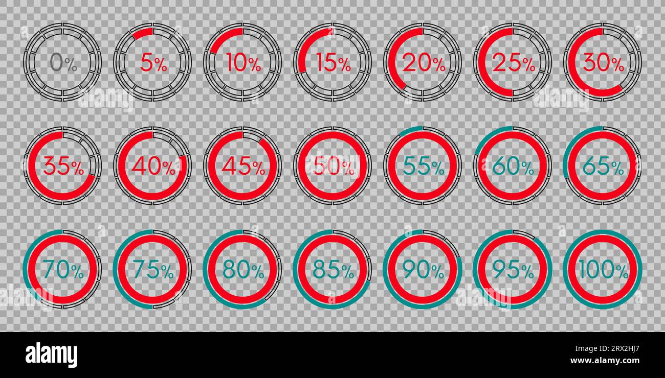 Set digital collection of infographics charts isolated on transparent background Vector ...