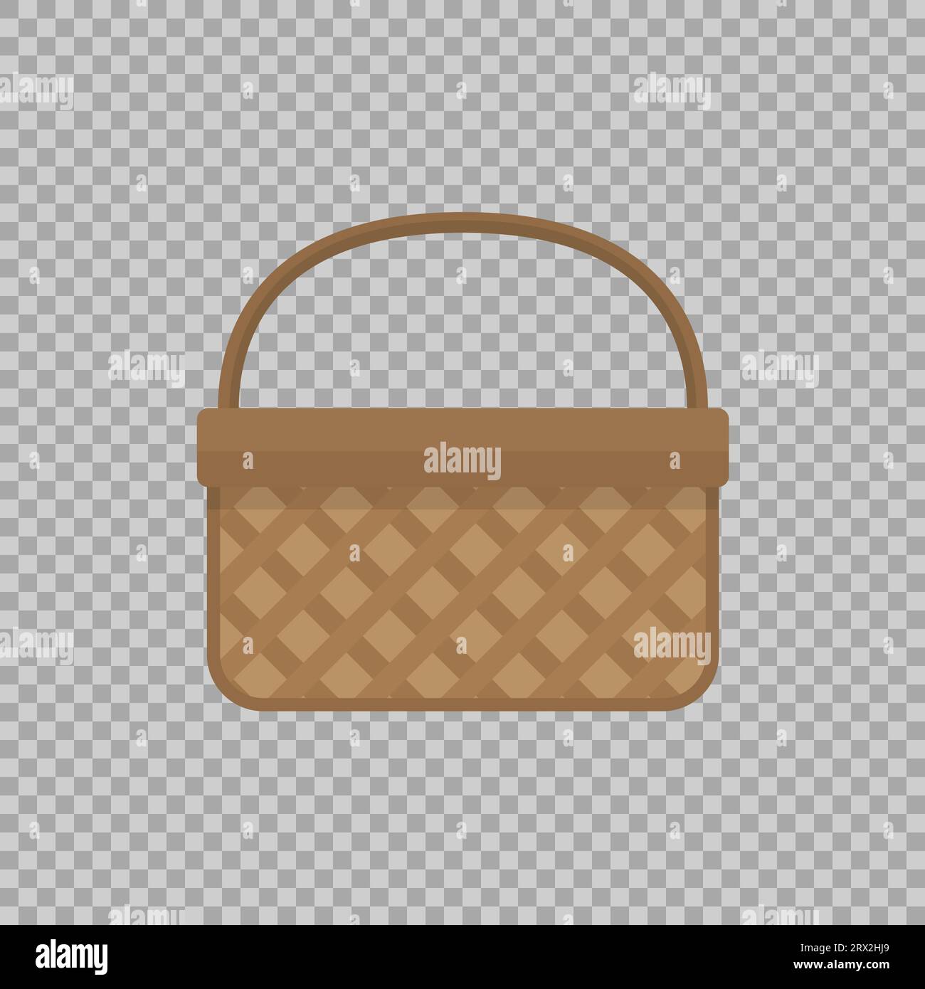 Empty baskets set isolated on transparent background vector illustration. Wicker picnic baskets ...