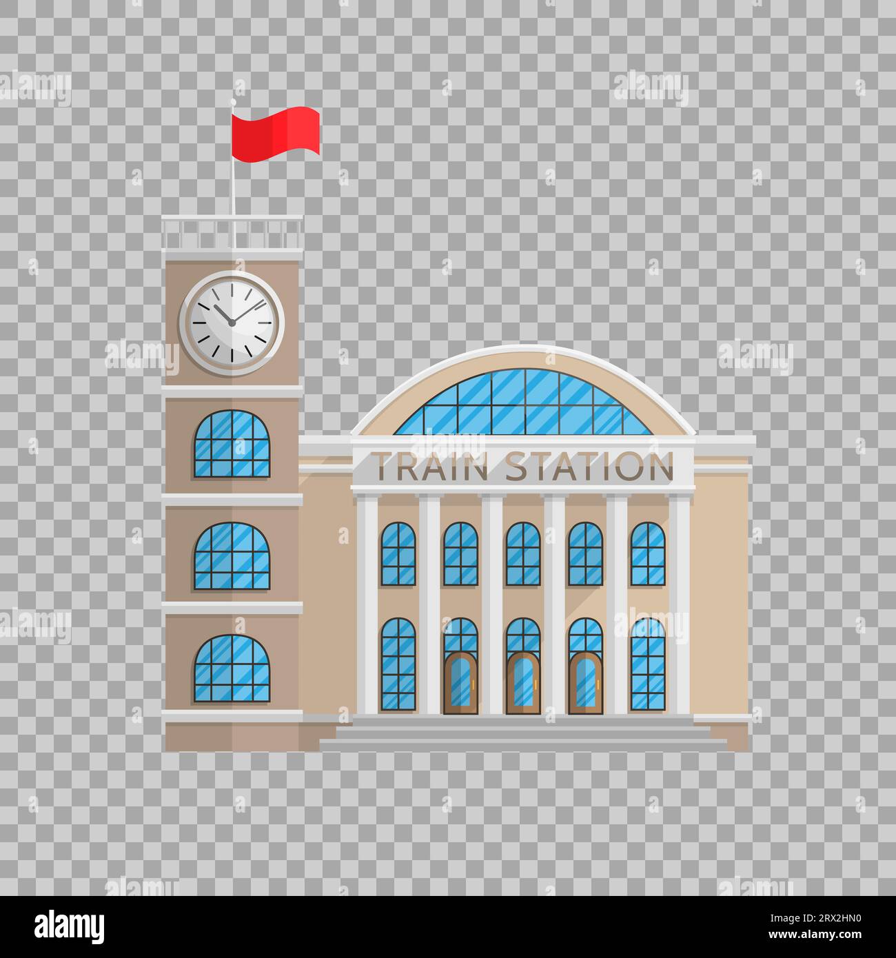 Train station building Flat style isolated on transparent background ...