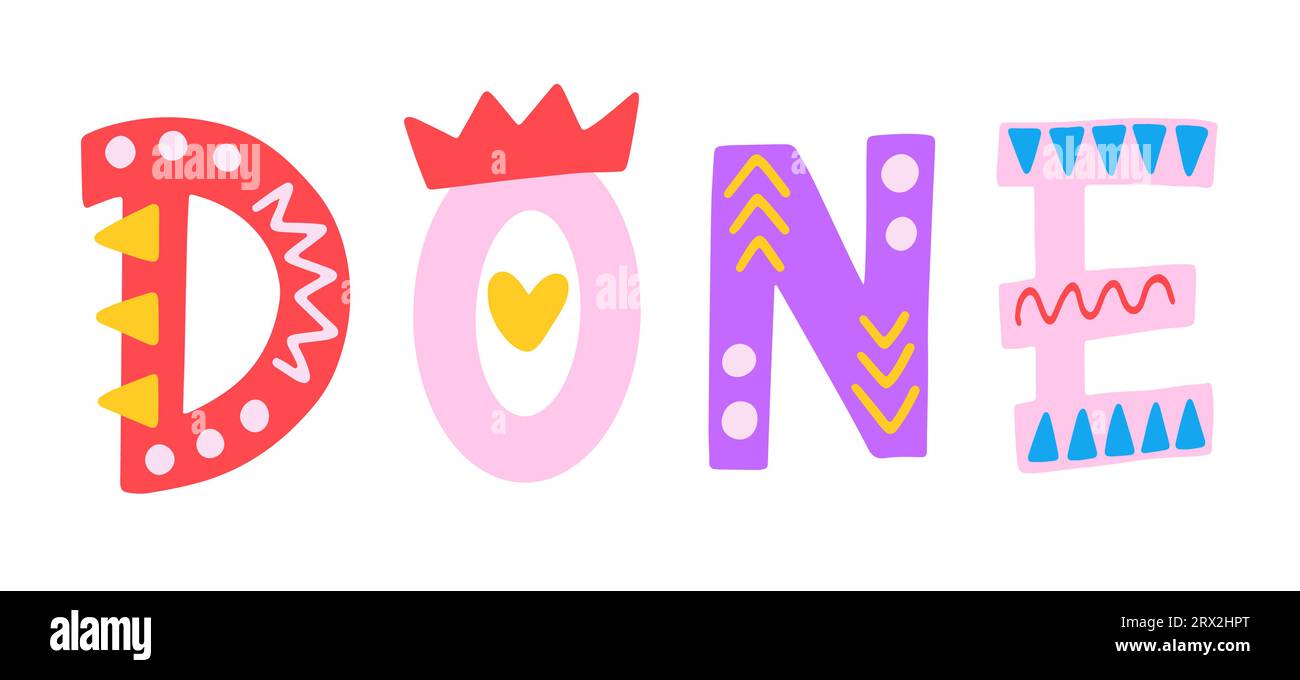 Done Decorative Lettering Word Typography Design Stock Vector Image ...