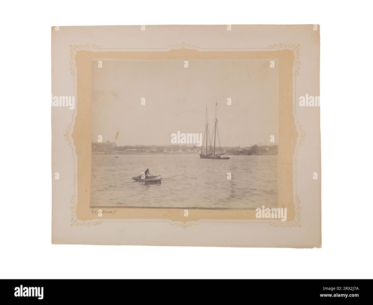 Photograph by G.N. Tatham Jr., 1884, Sailing ship and row boat in ...