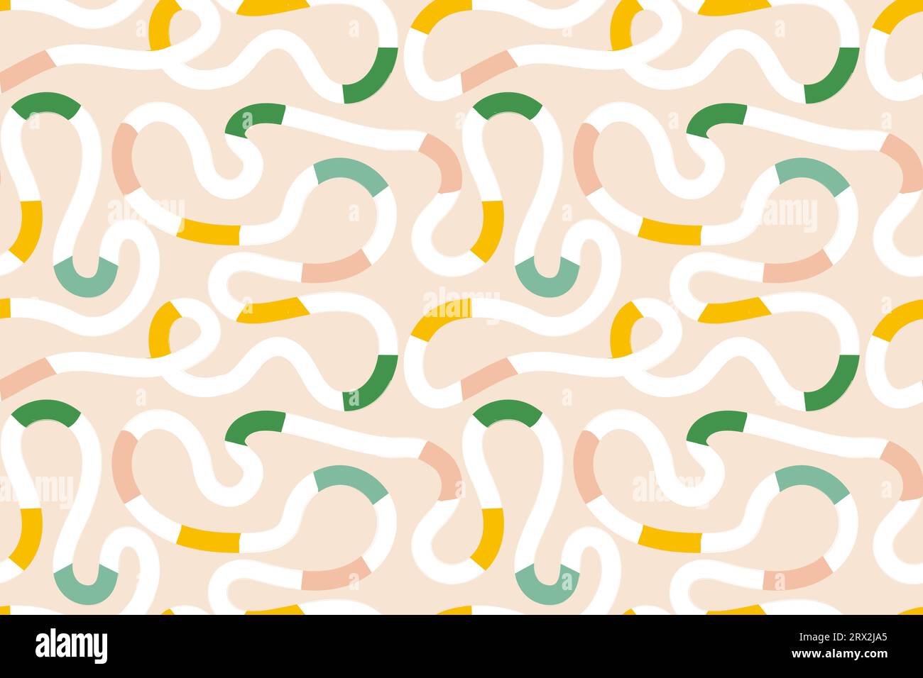 Seamless pattern of colorful abstract squiggles print, scribble spiral ...