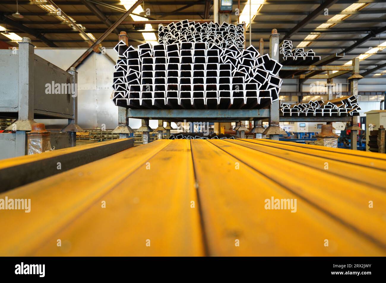 Channel steel raw materials are in the storage workshop Stock Photo - Alamy