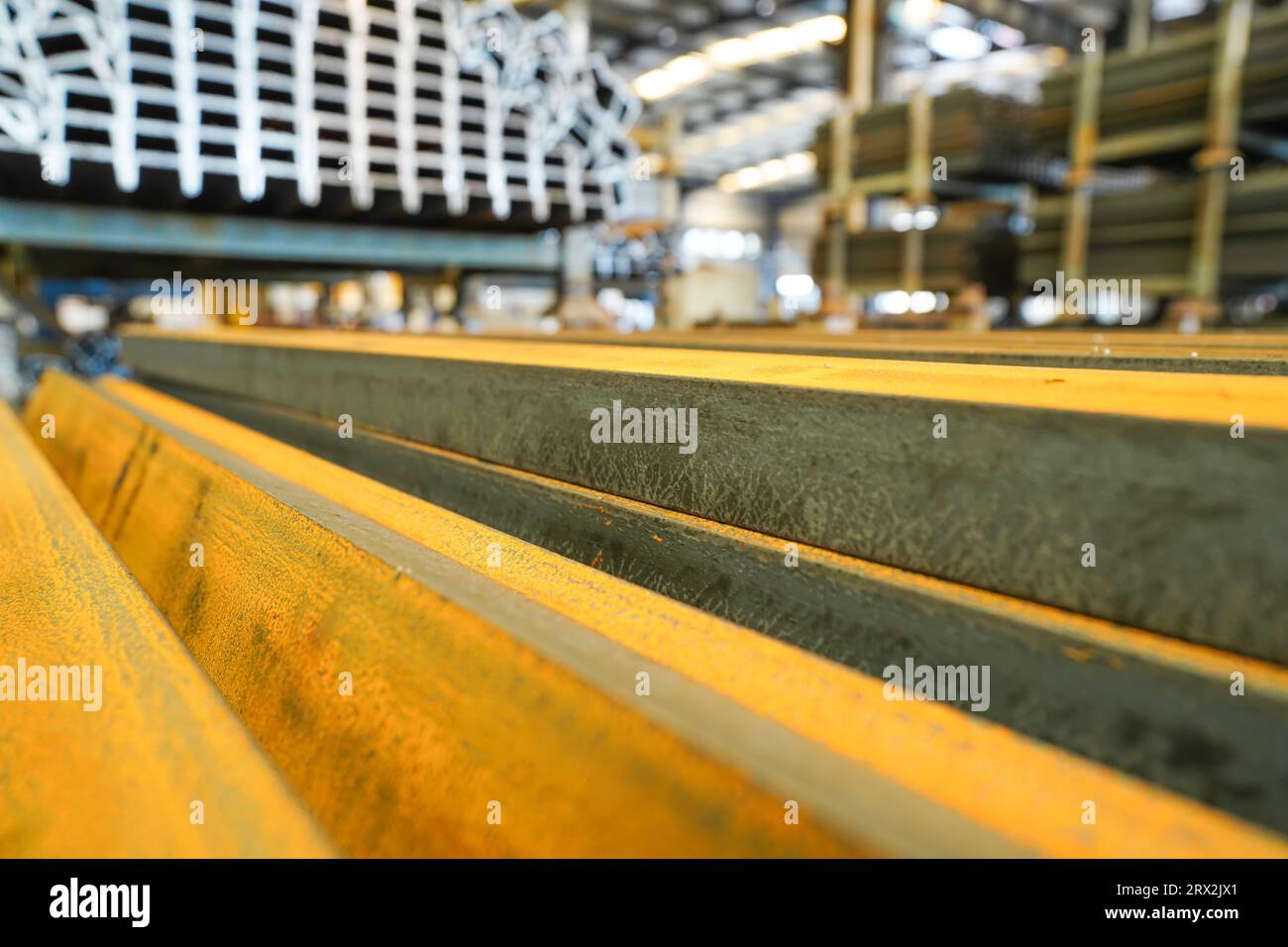 Channel steel raw materials are in the storage workshop Stock Photo - Alamy