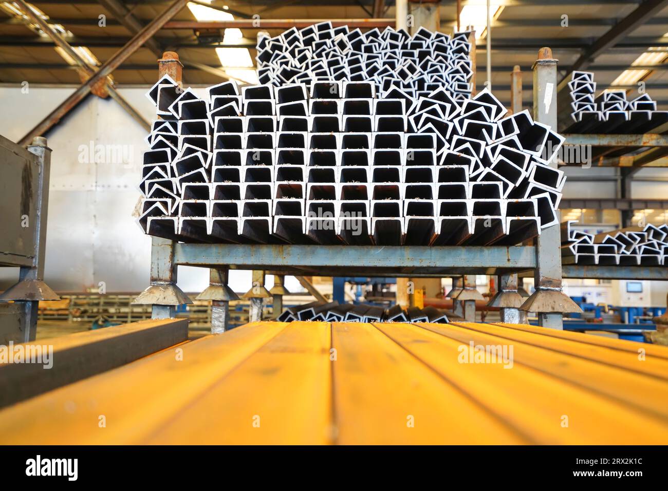 Channel steel raw materials are in the storage workshop Stock Photo - Alamy