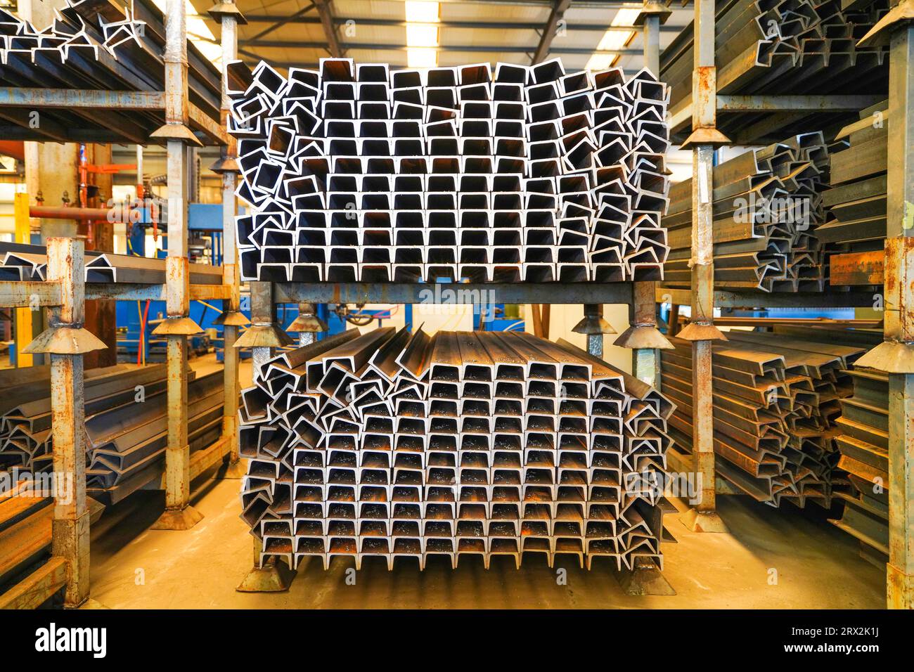 Channel steel raw materials are in the storage workshop Stock Photo - Alamy