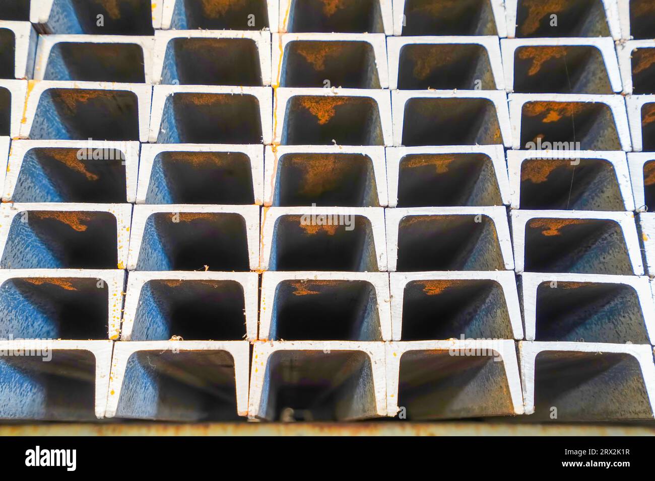 Channel steel raw materials are in the storage workshop Stock Photo - Alamy