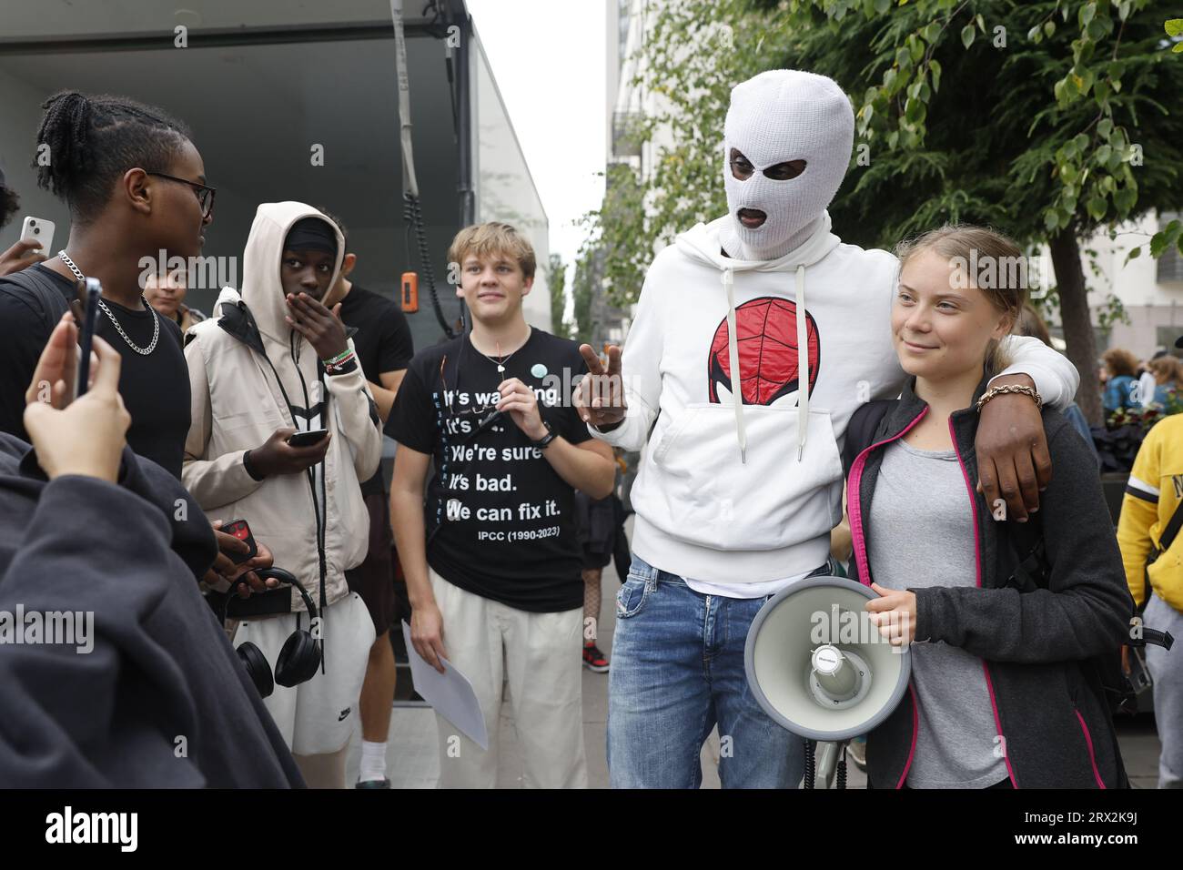 Stockholm, Sverige. 22nd Sep, 2023. Greta Thunberg and Swedish rapper 1 ...