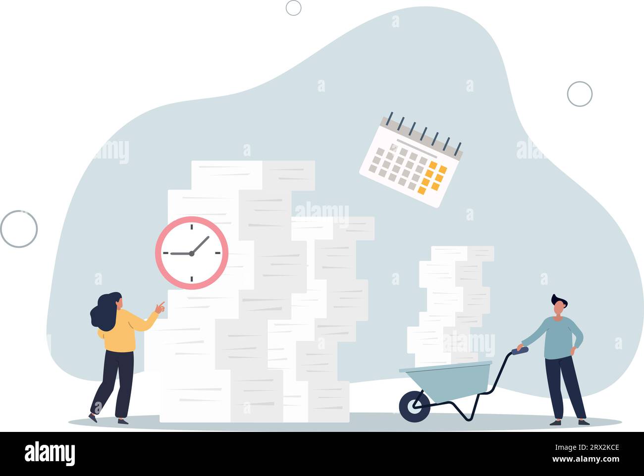 wheelbarrow full of paper documents, sorting unorganized stacks and ...