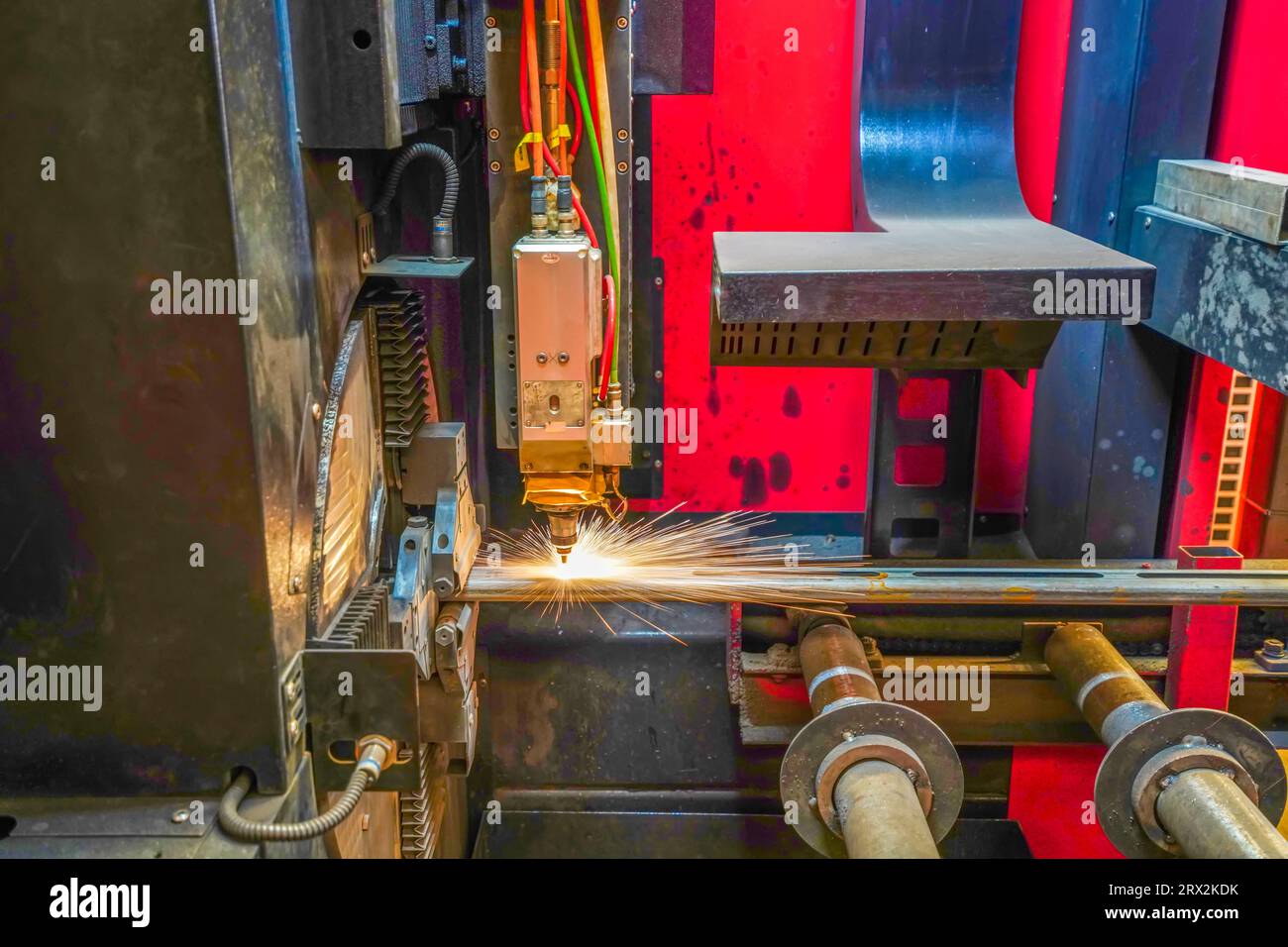 Laser cutting equipment is running on a modern unmanned production line ...