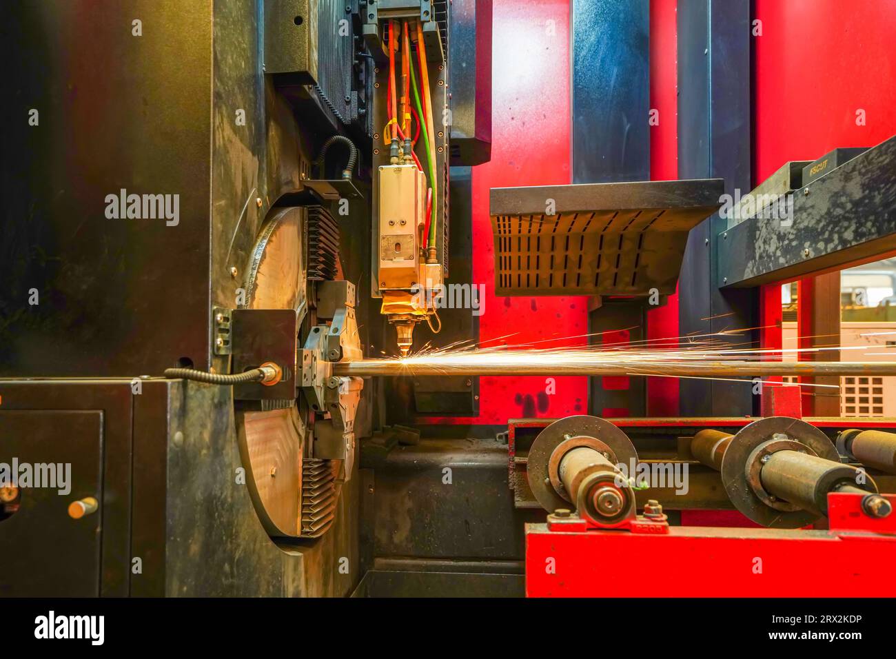 Laser cutting equipment is running on a modern unmanned production line ...