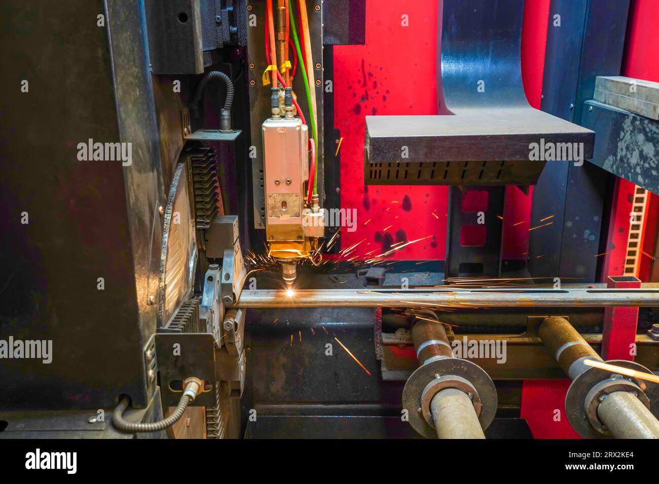 Laser cutting equipment is running on a modern unmanned production line ...