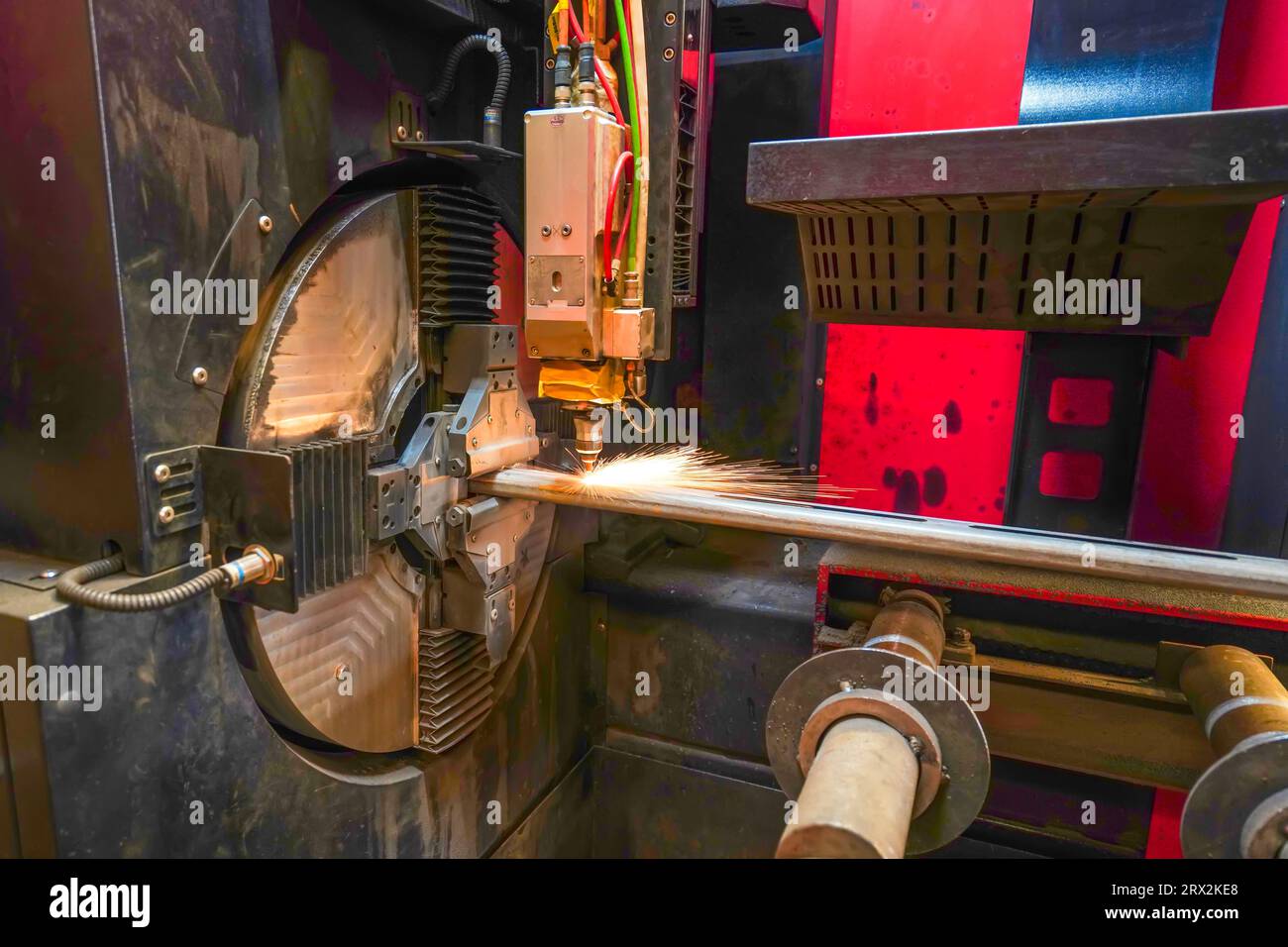 Laser cutting equipment is running on a modern unmanned production line ...