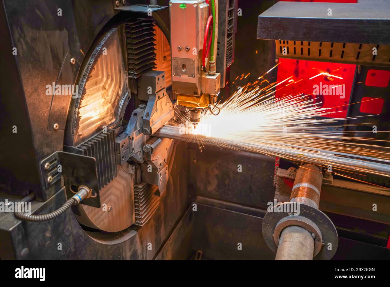 Laser cutting equipment is running on a modern unmanned production line ...