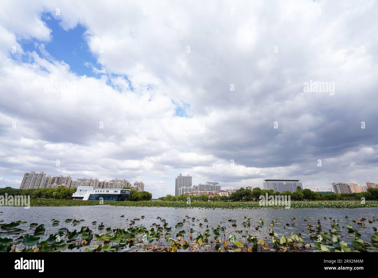 Waterfront city scenery, North China Stock Photo - Alamy