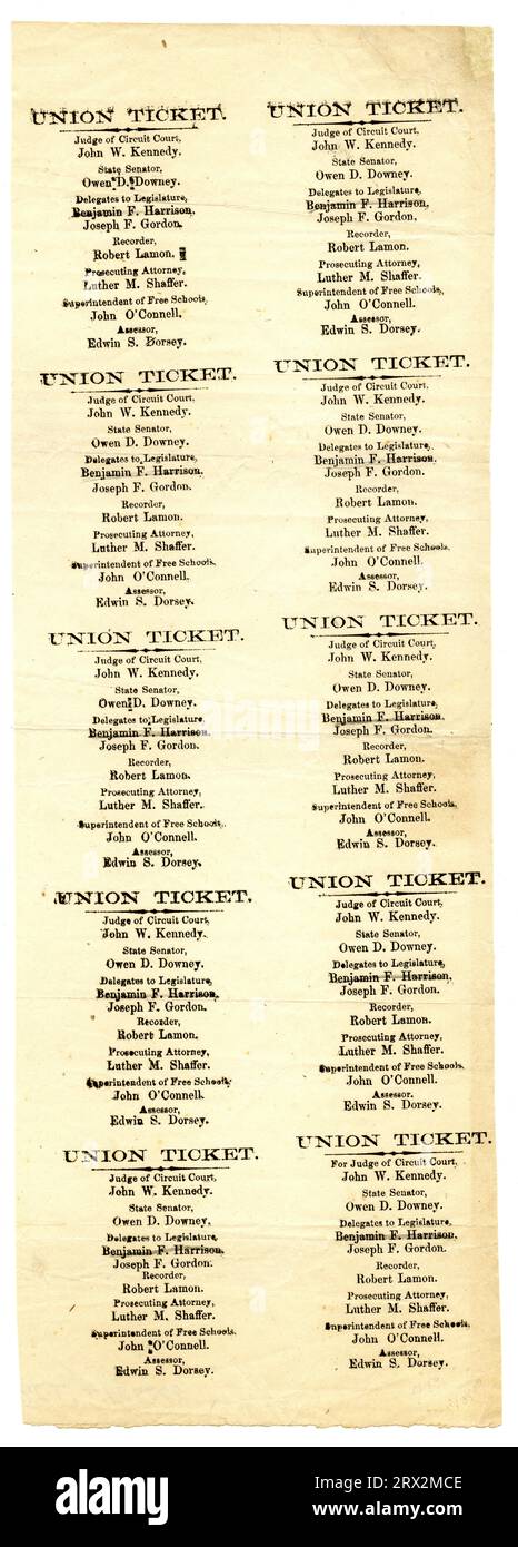 Ballot sheet, Maryland Union Ticket, 1860. PL*227739.*.T28 Stock Photo ...
