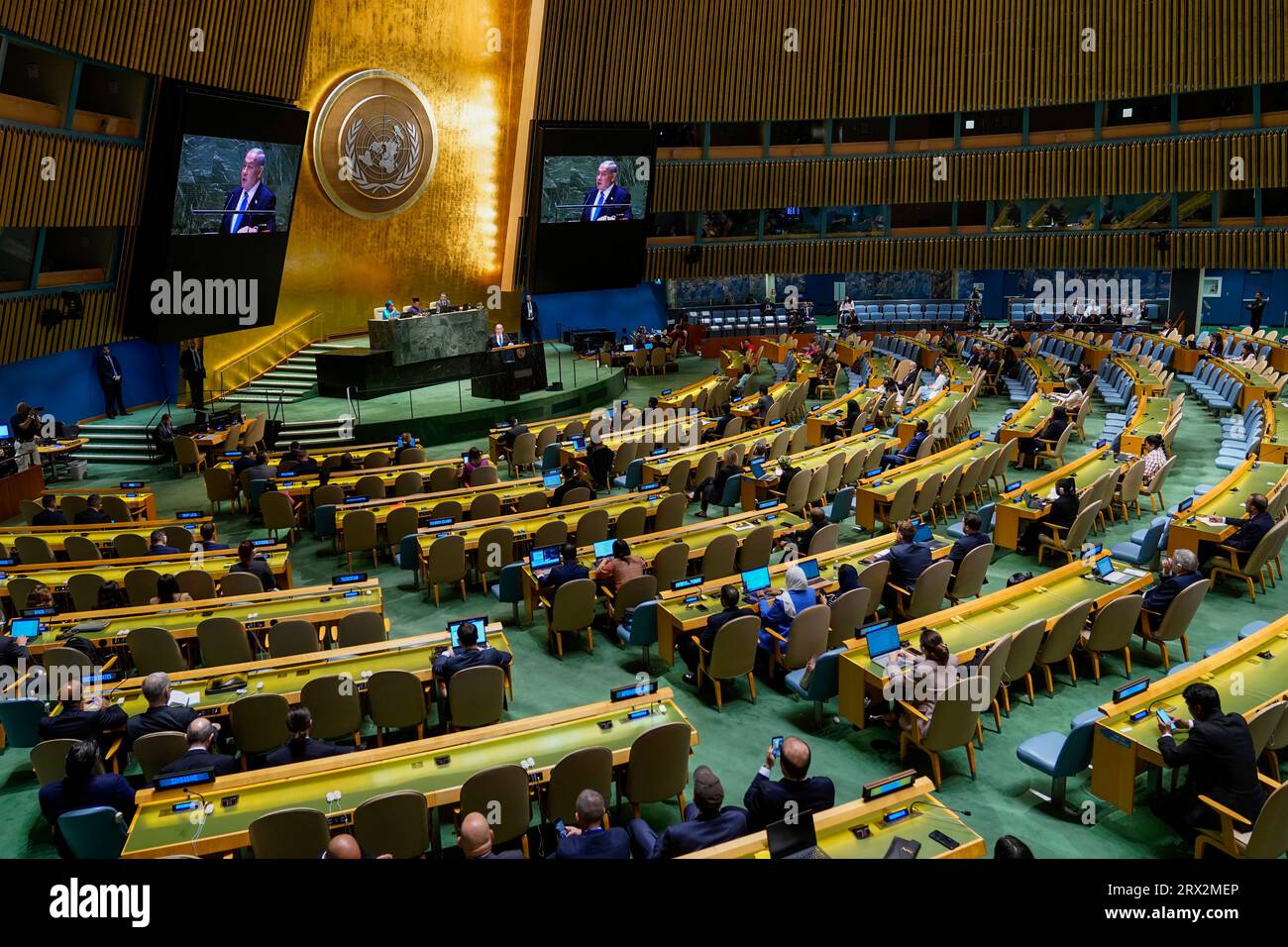 Israeli Prime Minister Benjamin Netanyahu addresses the 78th session of ...
