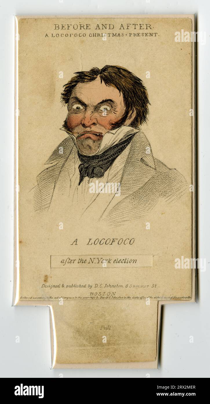 Novelty, campaign pull card, A Locofoco Before and After the Election ...