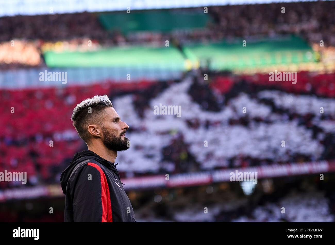 Olivier Giroud of AC Milan looks on prior to the UEFA Champions League ...
