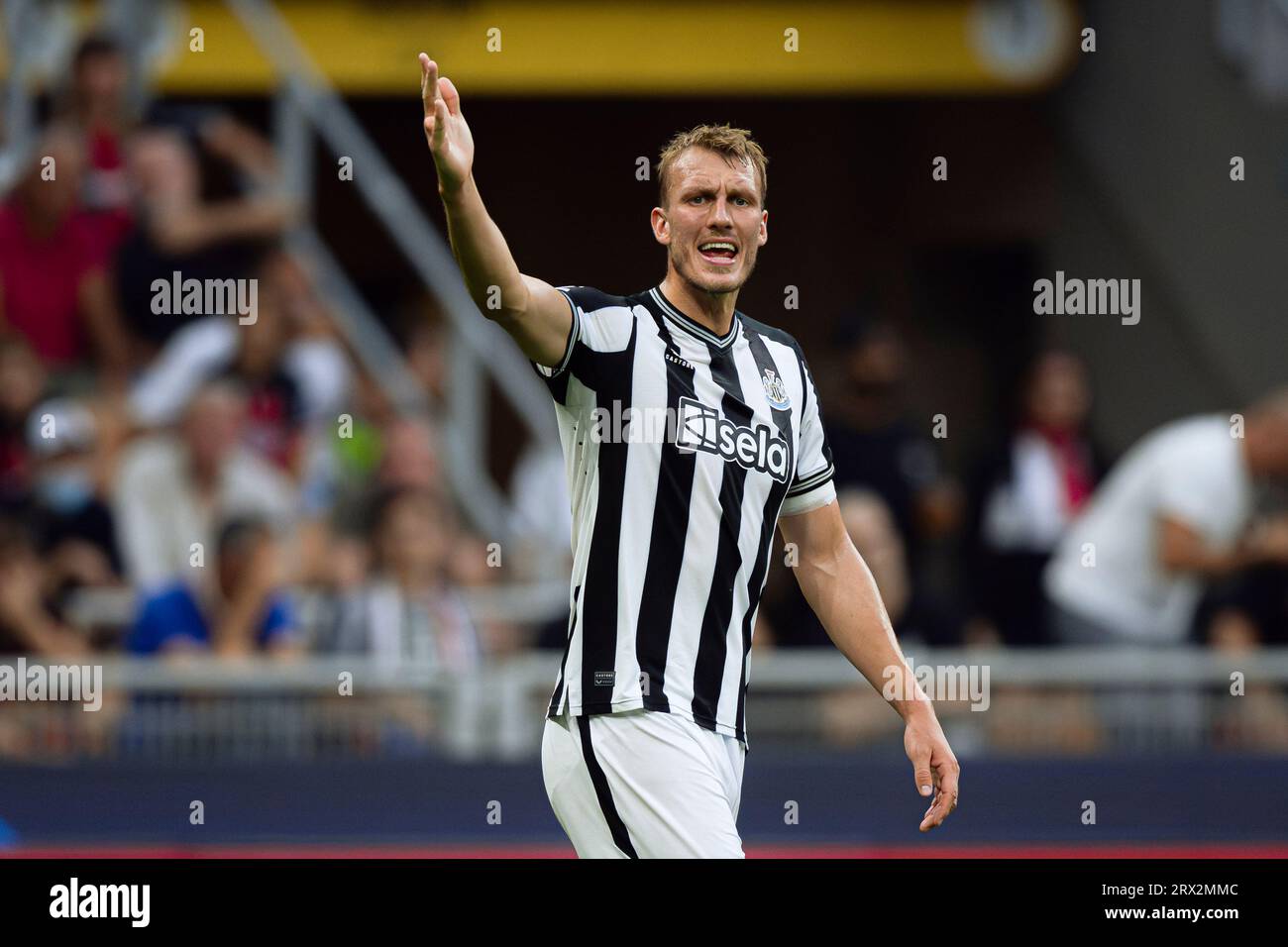 Dan Burn of Newcastle United FC reacts during the UEFA Champions League ...
